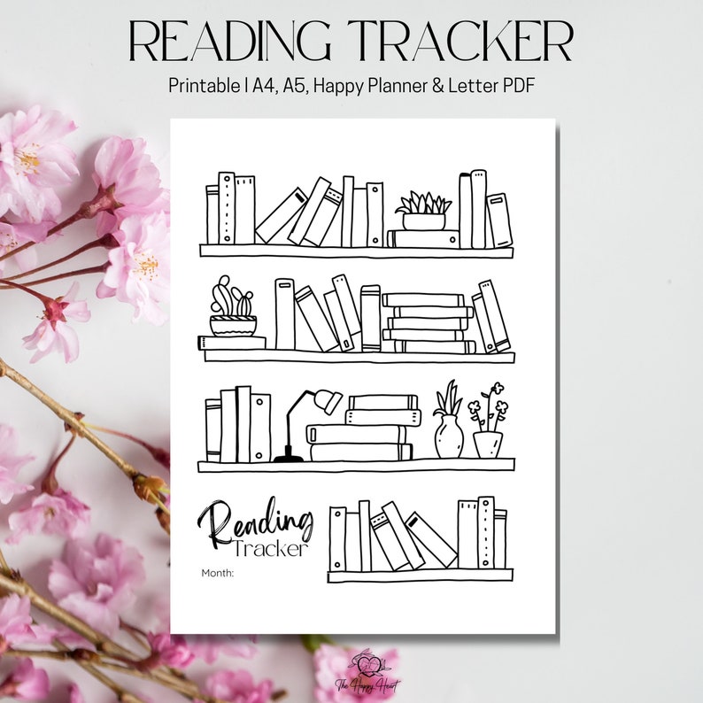 Bookshelf Reading Tracker, Printable Tracker, Reading Log, Reading ...