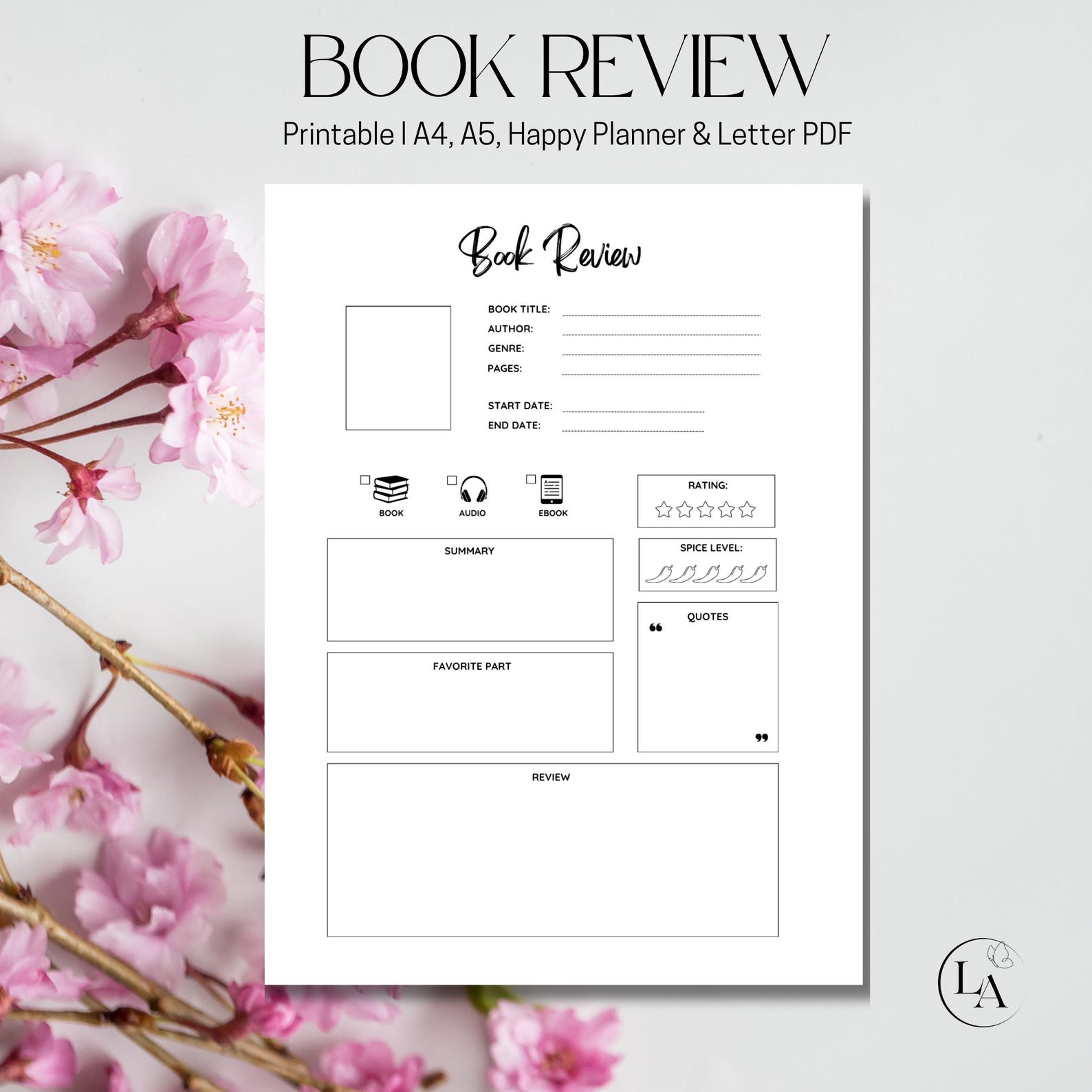 Book Review Template, Book Club Book Review, Reading Tracker, Printable ...