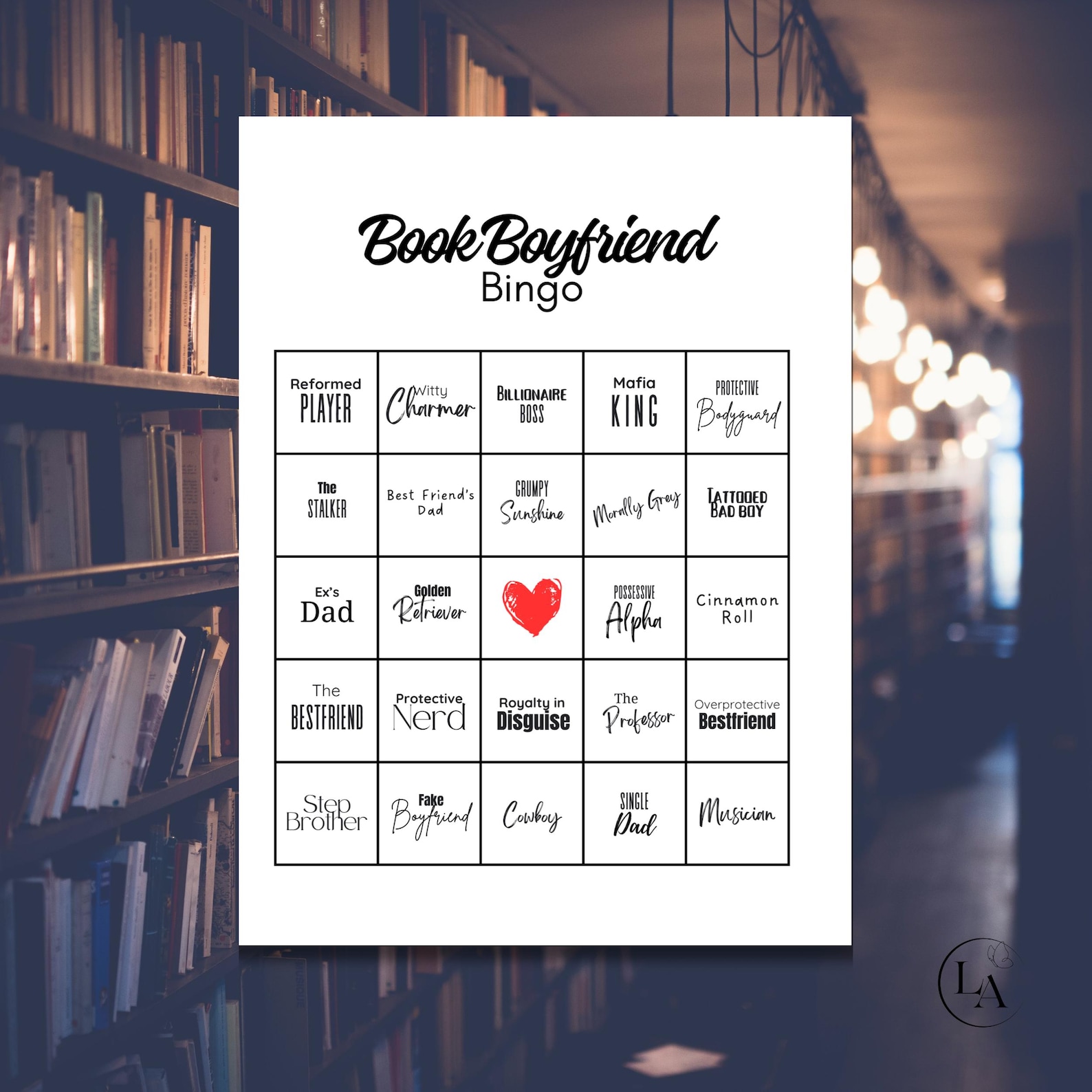 Book Boyfriend Bingo, Reading Challenge, Book Trope Tracker, Book ...