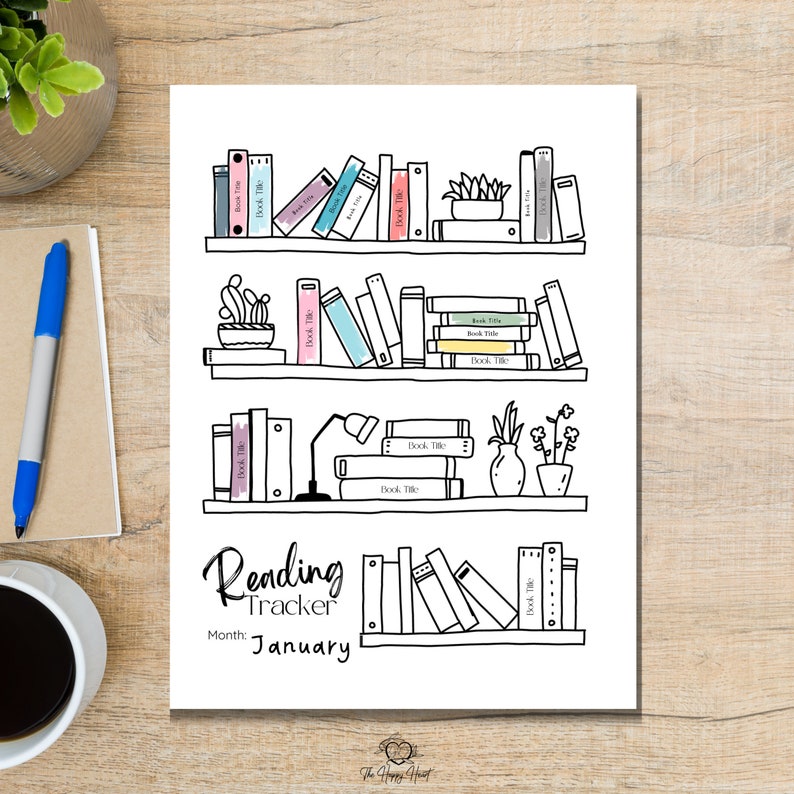 Bookshelf Reading Tracker, Printable Tracker, Reading Log, Reading ...