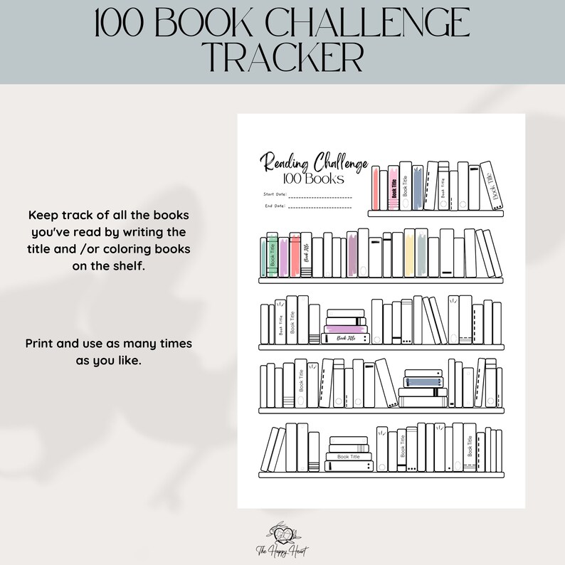 Reading Challenge Bookshelf, Bookshelf Goal Tracker, Printable Tracker ...