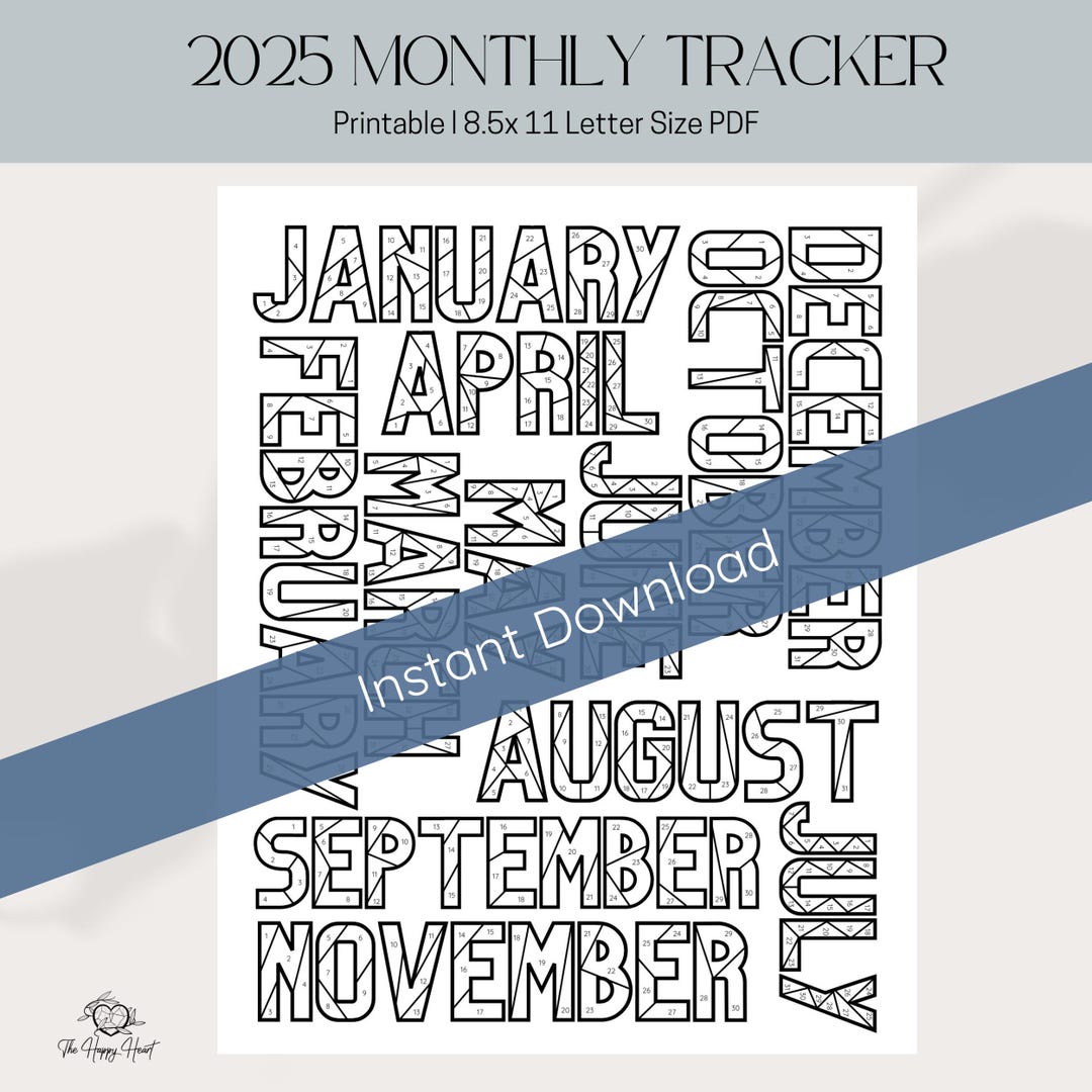 2025 Monthly Tracker, Habit Tracker, Workout Tracker, Printable Monthly ...