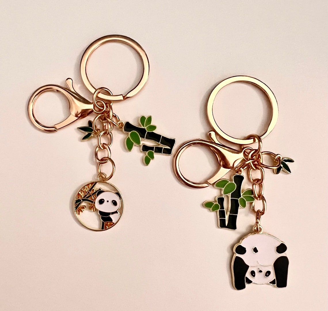 Cute Panda Keychain Panda Bamboo Keychain Kawaii Panda Keychain Gift ...