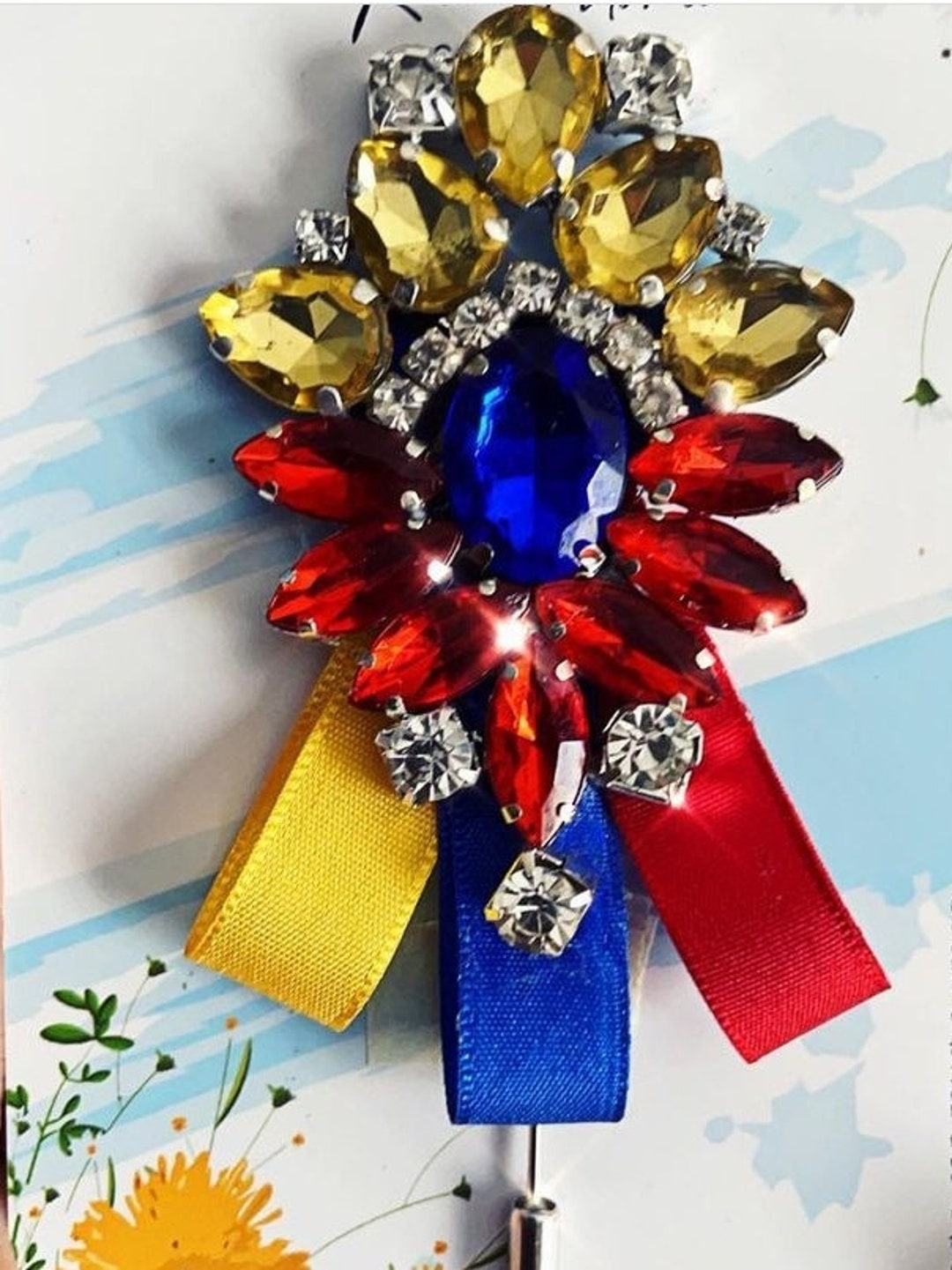 Rhinestone Flag Pin - Etsy