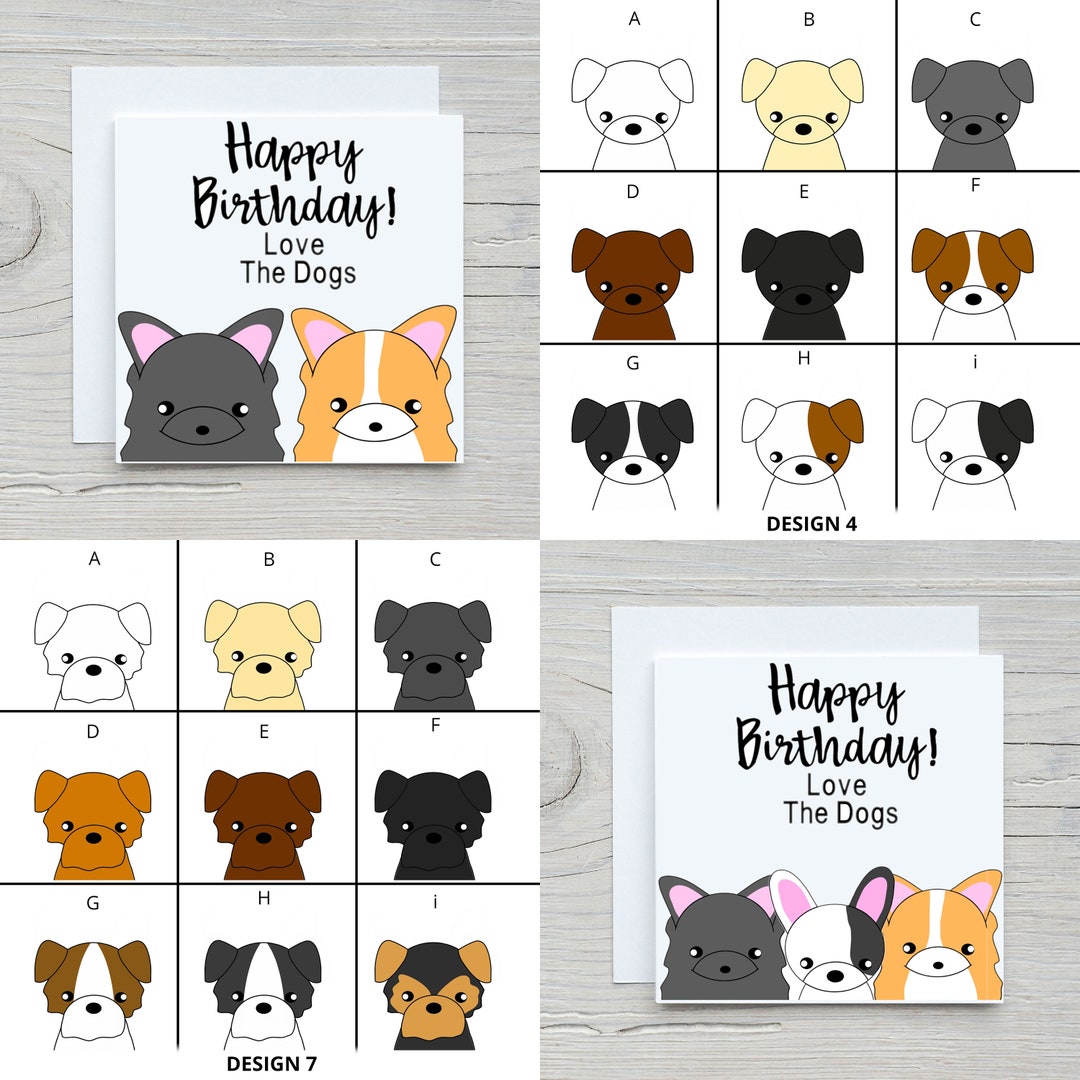 Happy Birthday Card Love the Dogs. Happy Birthday From Dogs. Pet ...