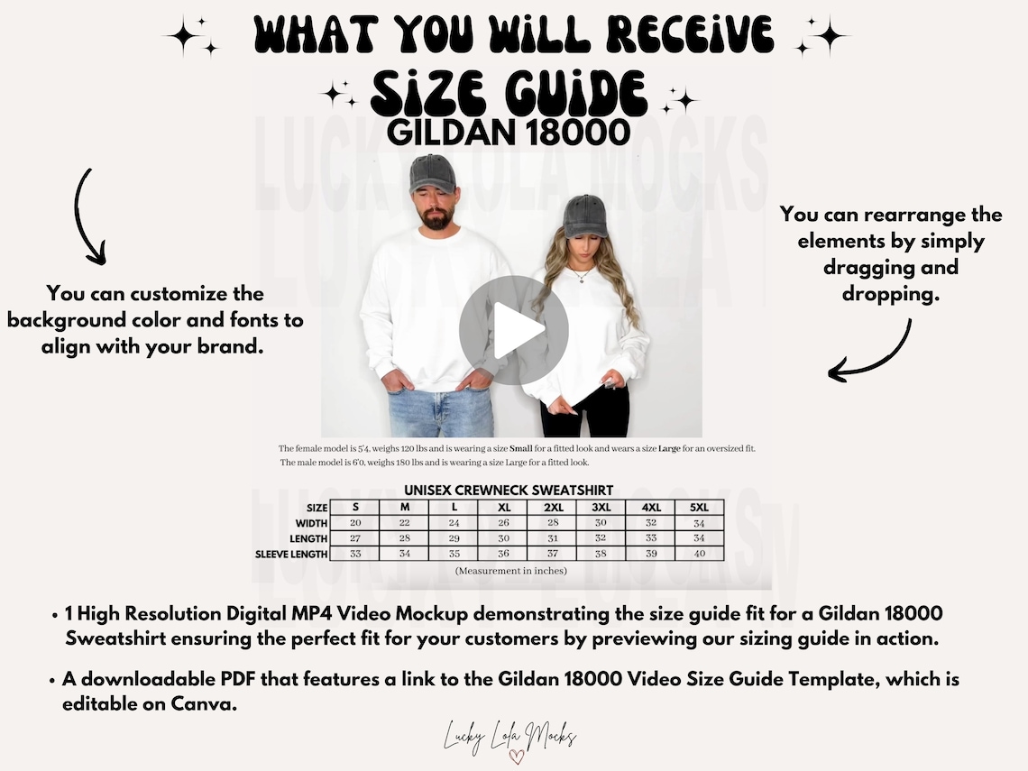 Editable Gildan 18000 Video Size Chart, Size Chart, Gildan Sweatshirt ...