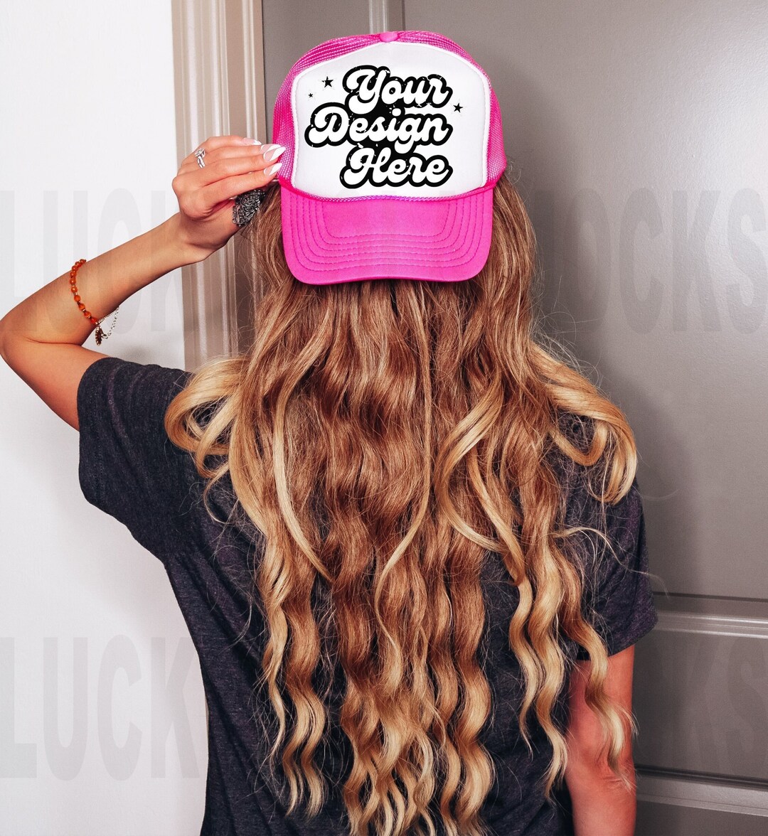 Otto Hat Mockup, Trucker Hat Mockup, Pink Trucker Hat Mockup, Model ...