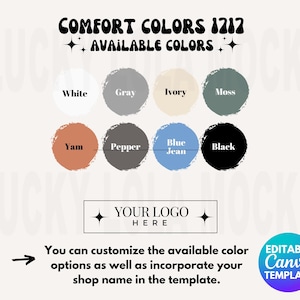 Editable Comfort Colors C1717 Color Chart, Comfort Colors Color Chart ...