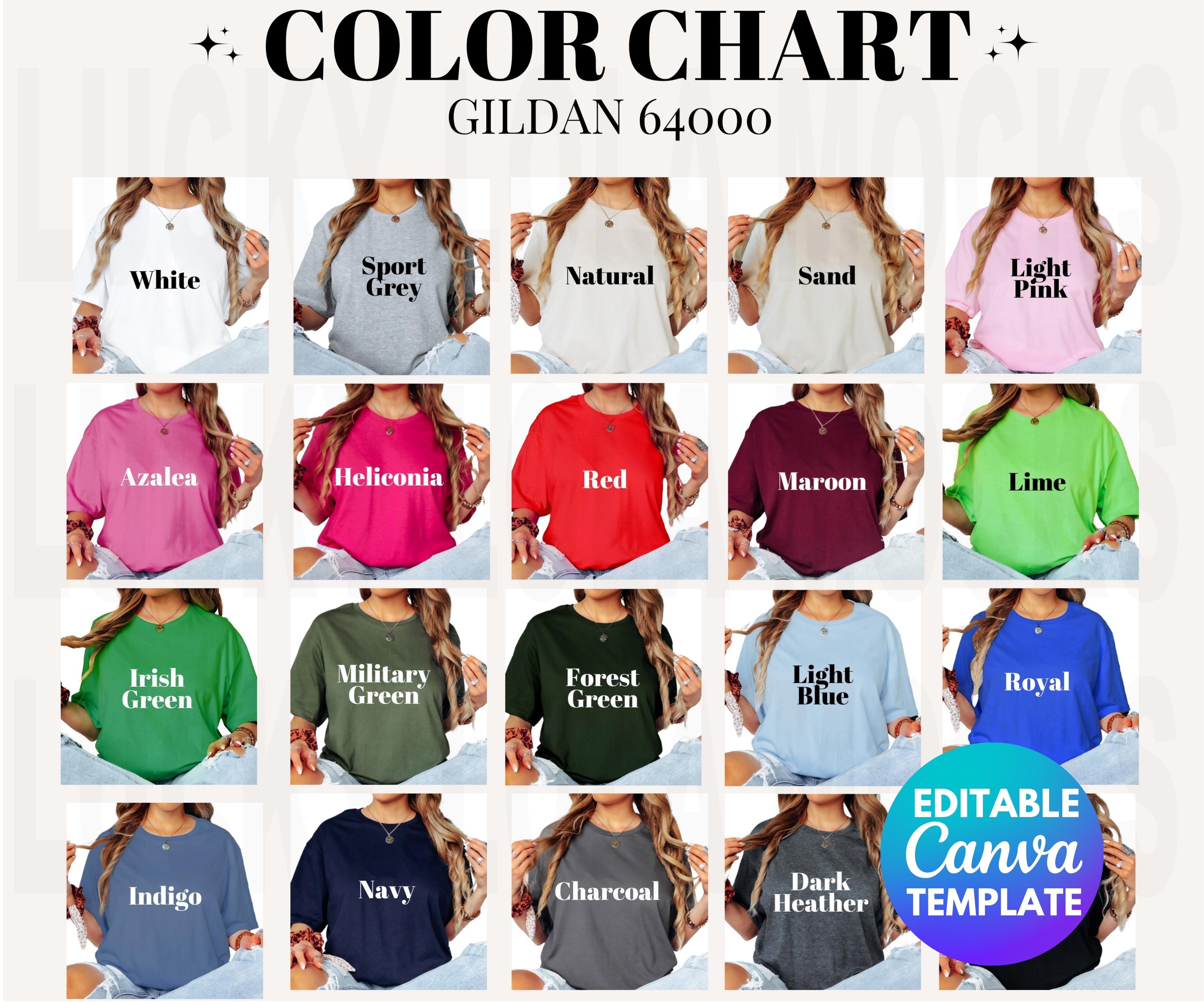 Editable Gildan 64000 Color Chart, Editable Gildan Color Chart, Gildan ...