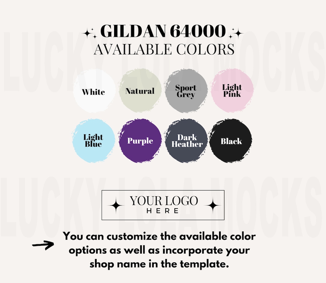 Editable Gildan 64000 Color Chart, Gildan Color Chart, Gildan Tshirt ...