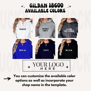 Editable Gildan 18600 Color Chart, 18600 Mockup, Gildan Zip Hoodie ...