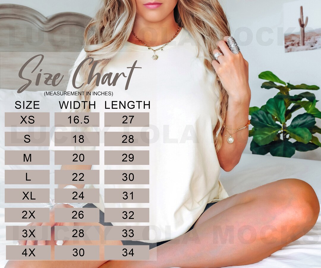 Bella Canvas 3001 Size Chart, Size Chart Mockup, Bella Canvas Mockup ...