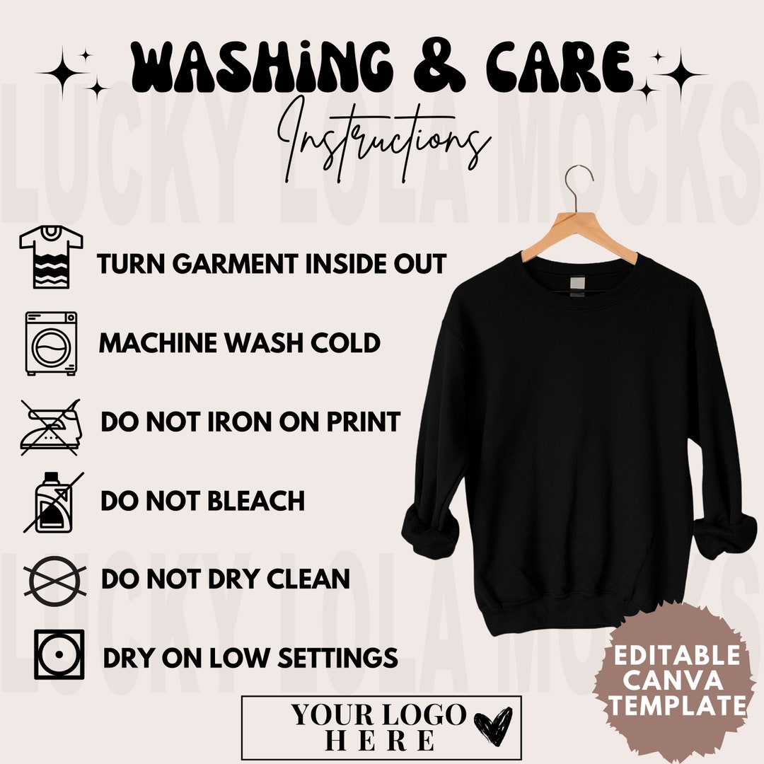 Editable Washing Instructions Chart, Care Instructions, Washing ...