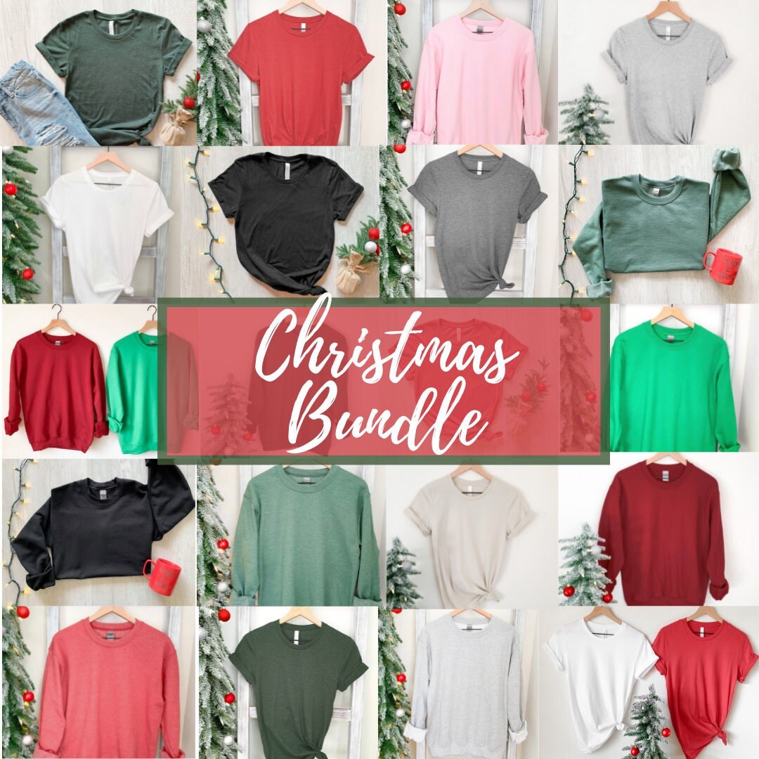 Christmas Bundle, Christmas Mockups, Bella Canvas 3001, Christmas ...