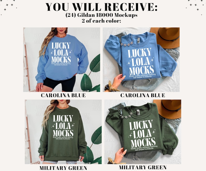 Gildan 18000 Model & Flat Lay Sweatshirt Mockup Bundle, Gildan Folded ...