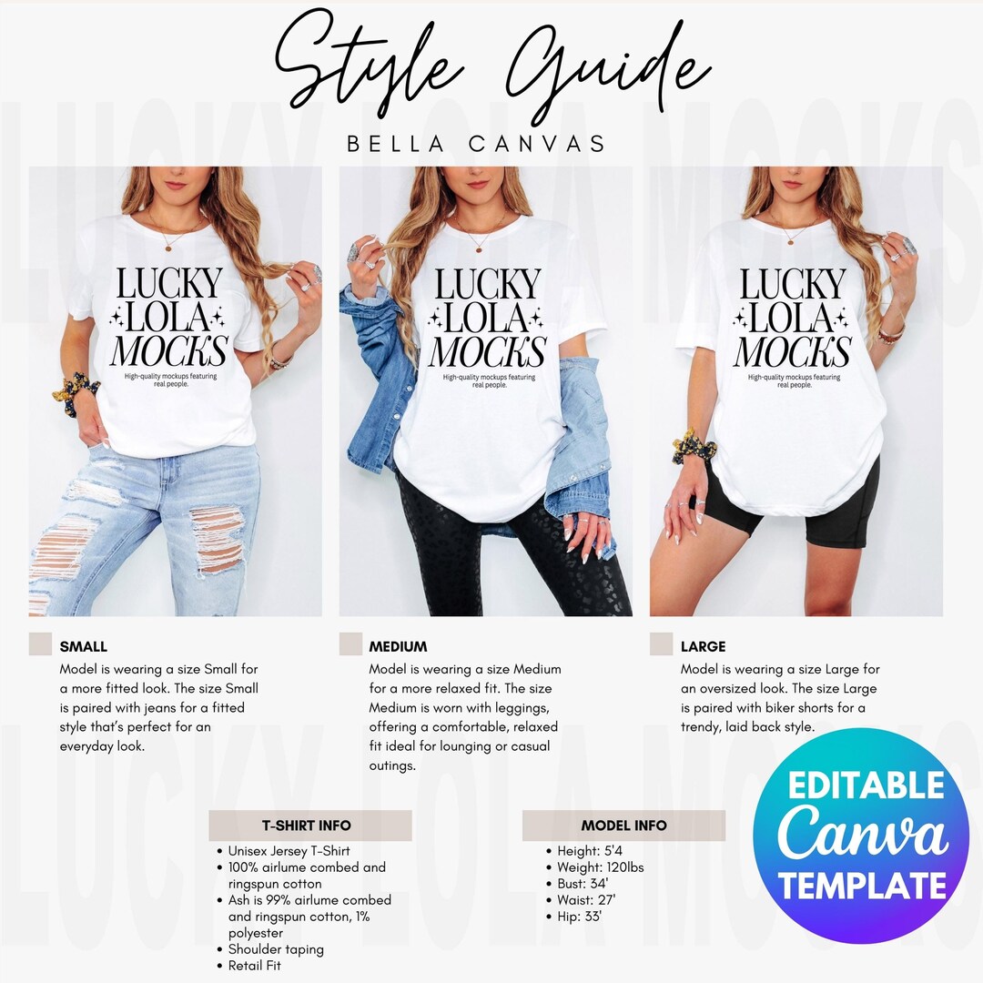 Style Guide - Bella Canvas 3001, Bella Canvas 3001 Mockup, Bella Canvas ...