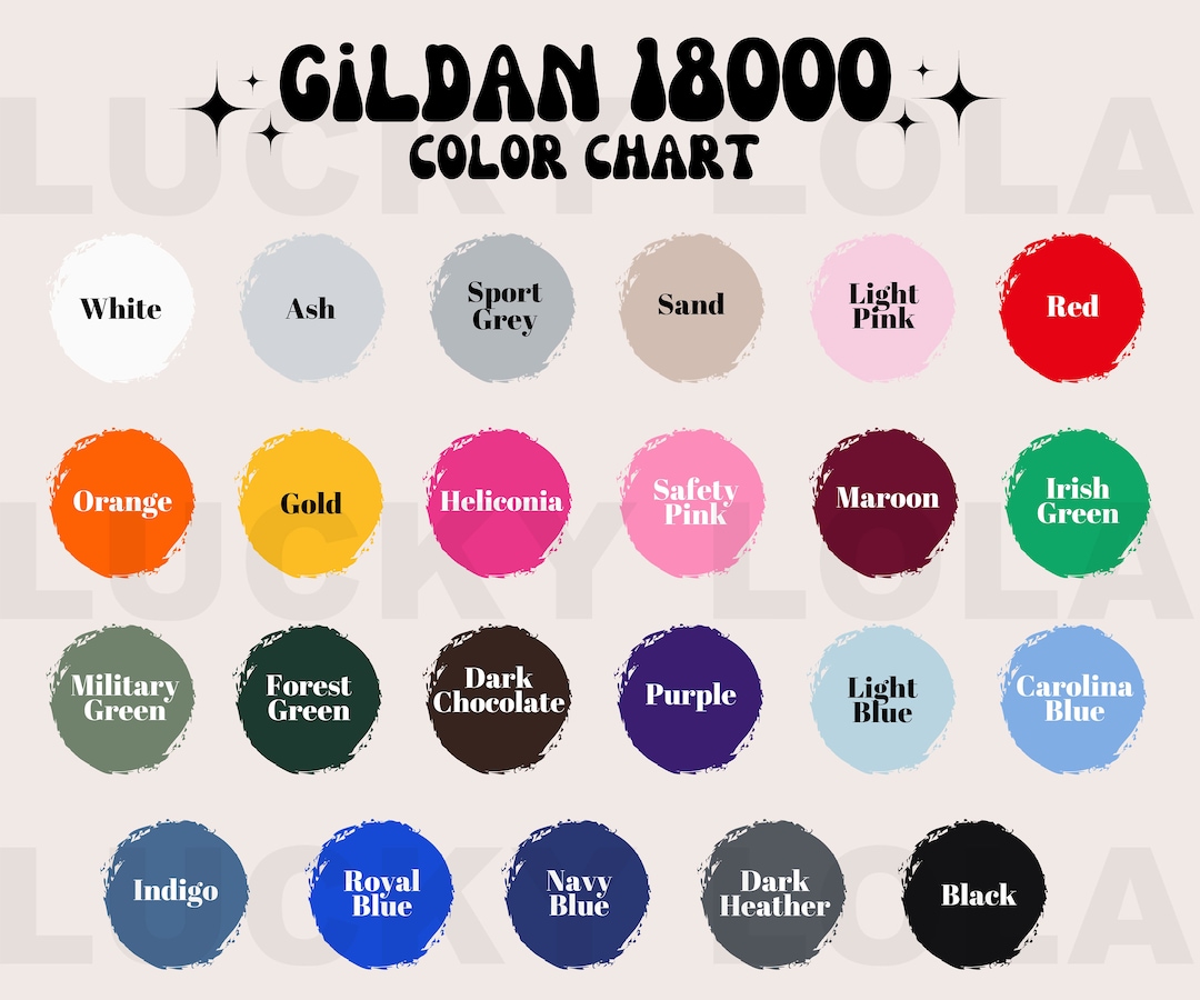 Gildan 18000 Color Chart, Gildan Color Chart, Gildan Sweatshirt Color ...