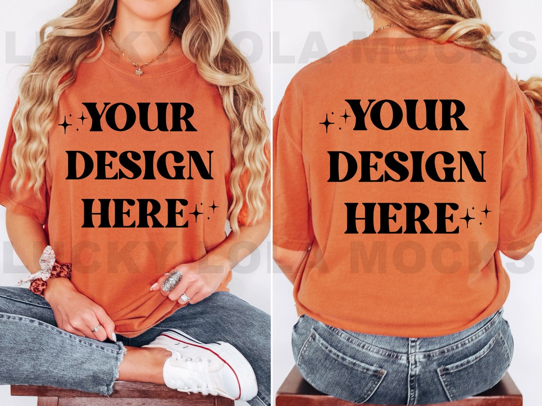 Front and Back Comfort Colors Yam Mockup, Backside Mockup, Front Back ...