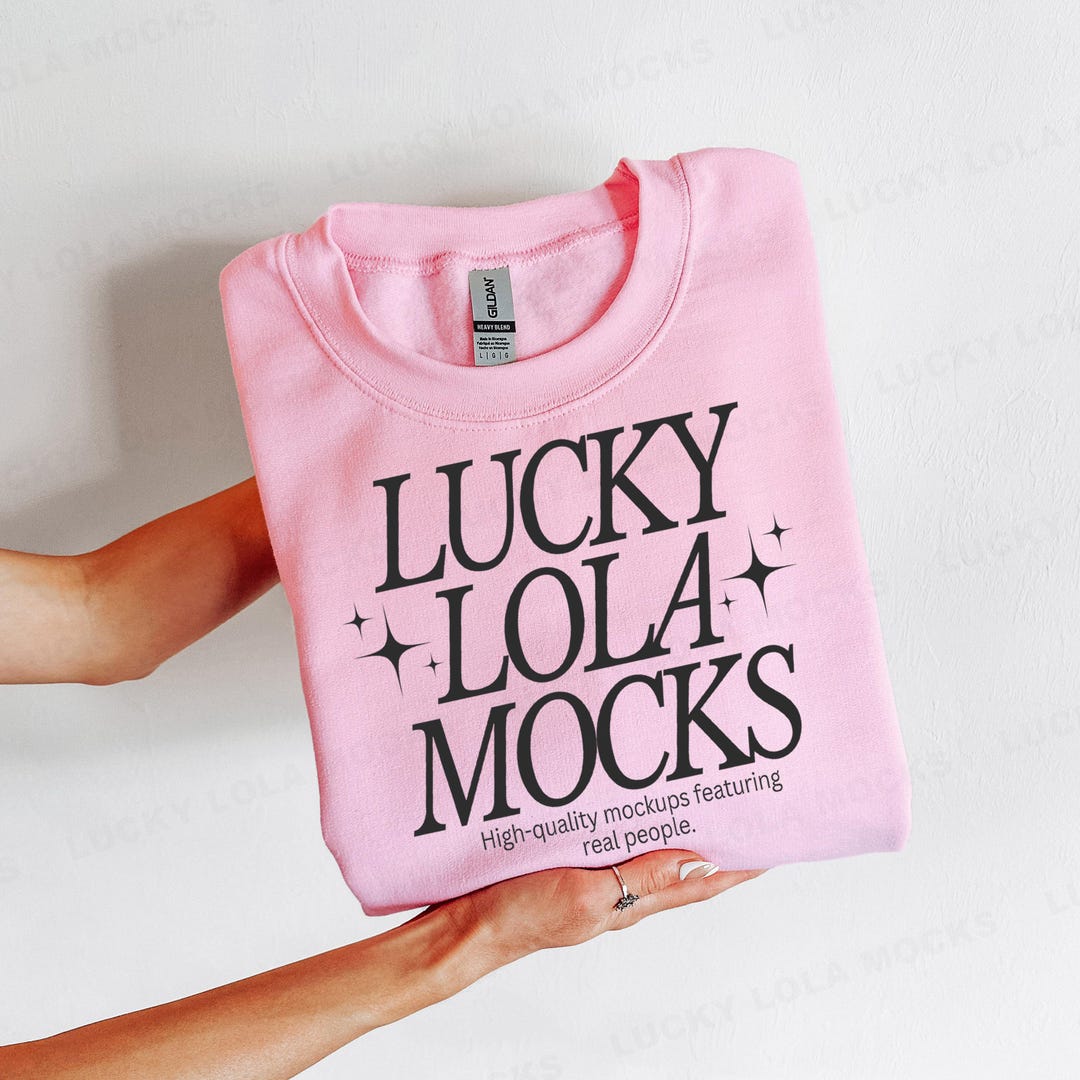Gildan 18000 Light Pink Mockup, Folded Gildan 18000 Mockup, Folded ...