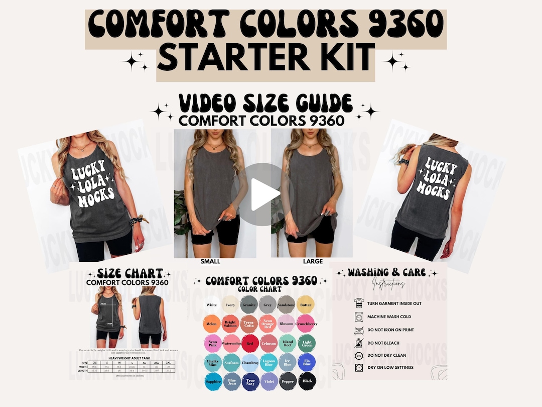 Comfort Colors 9360 Video Starter Kit, 9360 Mockup, 9360 Size Chart ...