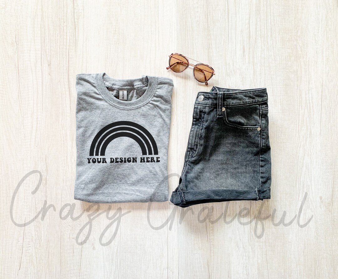 Gildan 64000 Graphite Heather Mockup, Gildan 640000, Graphite Heather T ...