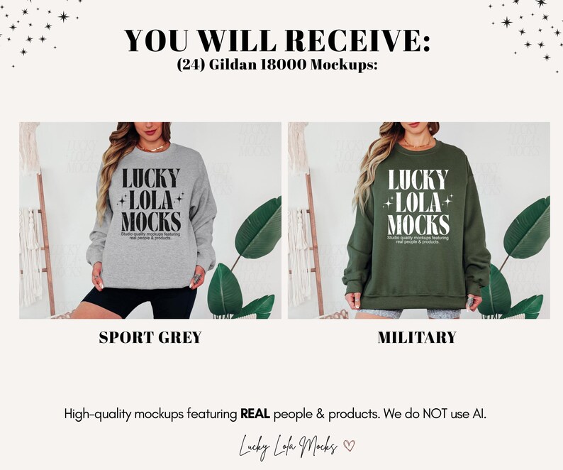 Gildan 18000 Sweatshirt Mockup Bundle, G180 Crewneck Mockup Bundle for ...