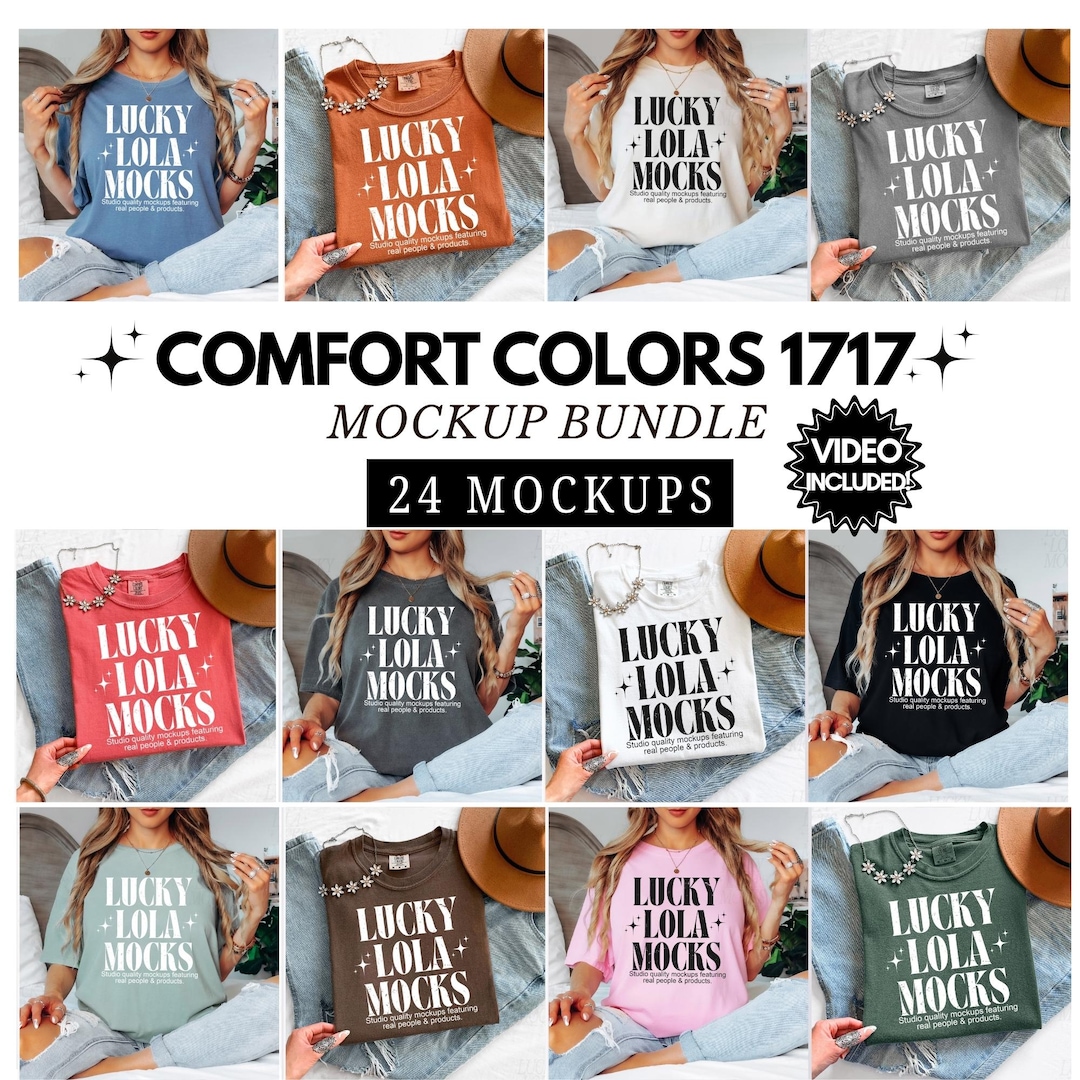 Comfort Colors 1717 Folded & Model Mockup Bundle, C1717 Flat Lay, Hand ...