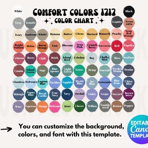 Editable Comfort Colors C1717 Color Chart, Comfort Colors Color Chart ...