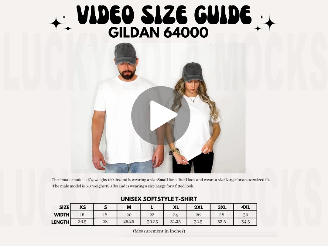 Gildan 64000 Video Size Chart, Size Chart Mockup, Oversized Size Chart ...