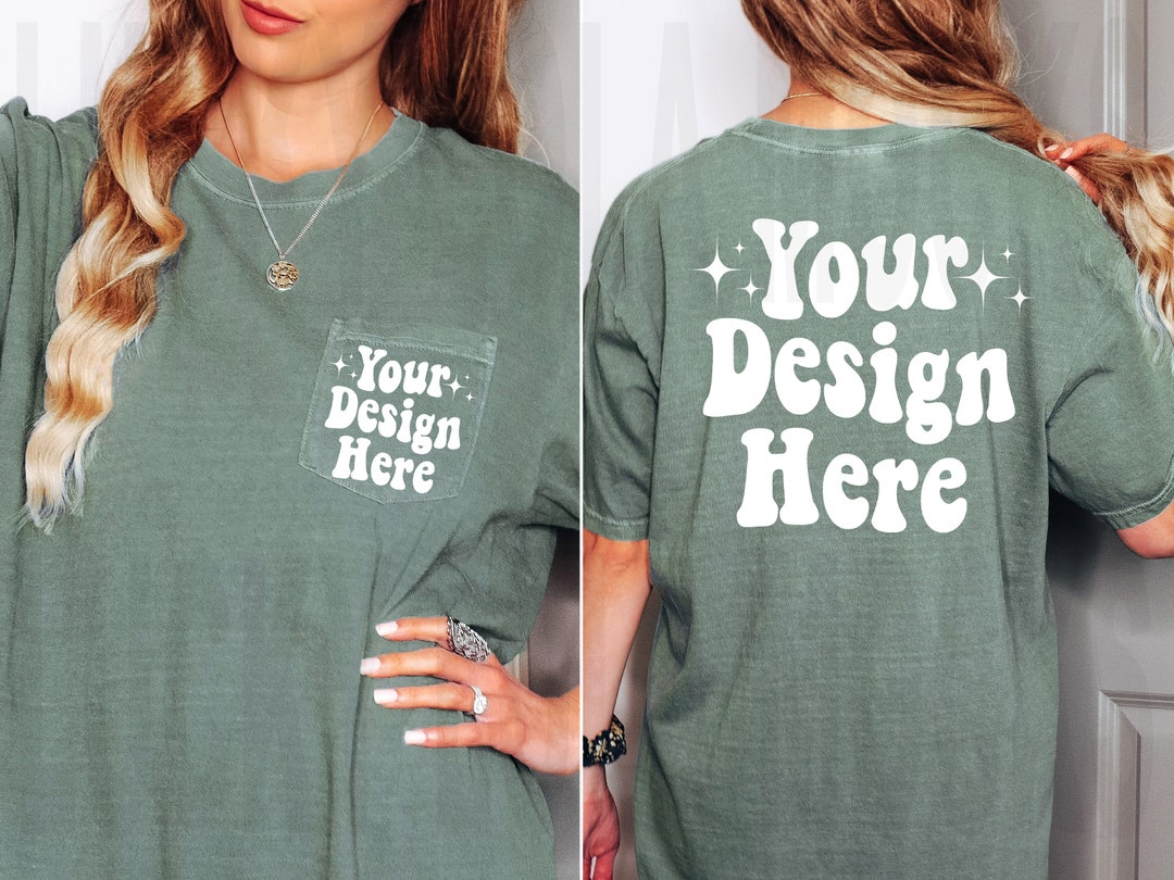 Comfort Colors 6030 Moss Pocket Mockup, Comfort Colors 6030 Mockup ...