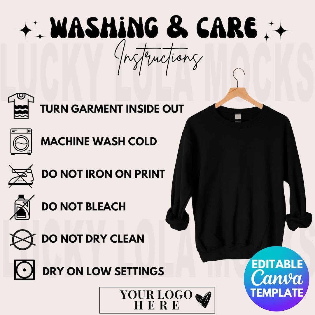 Editable Washing Instructions Chart, Care Instructions, Washing ...