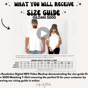 Gildan 5000 Video Size Chart, Oversized Size Chart, Size Guide Mockup ...