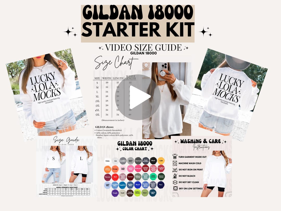 Gildan 18000 Video Starter Kit, Gildan Sweatshirt Video Size Chart, 18000 Video Mockup Size ...