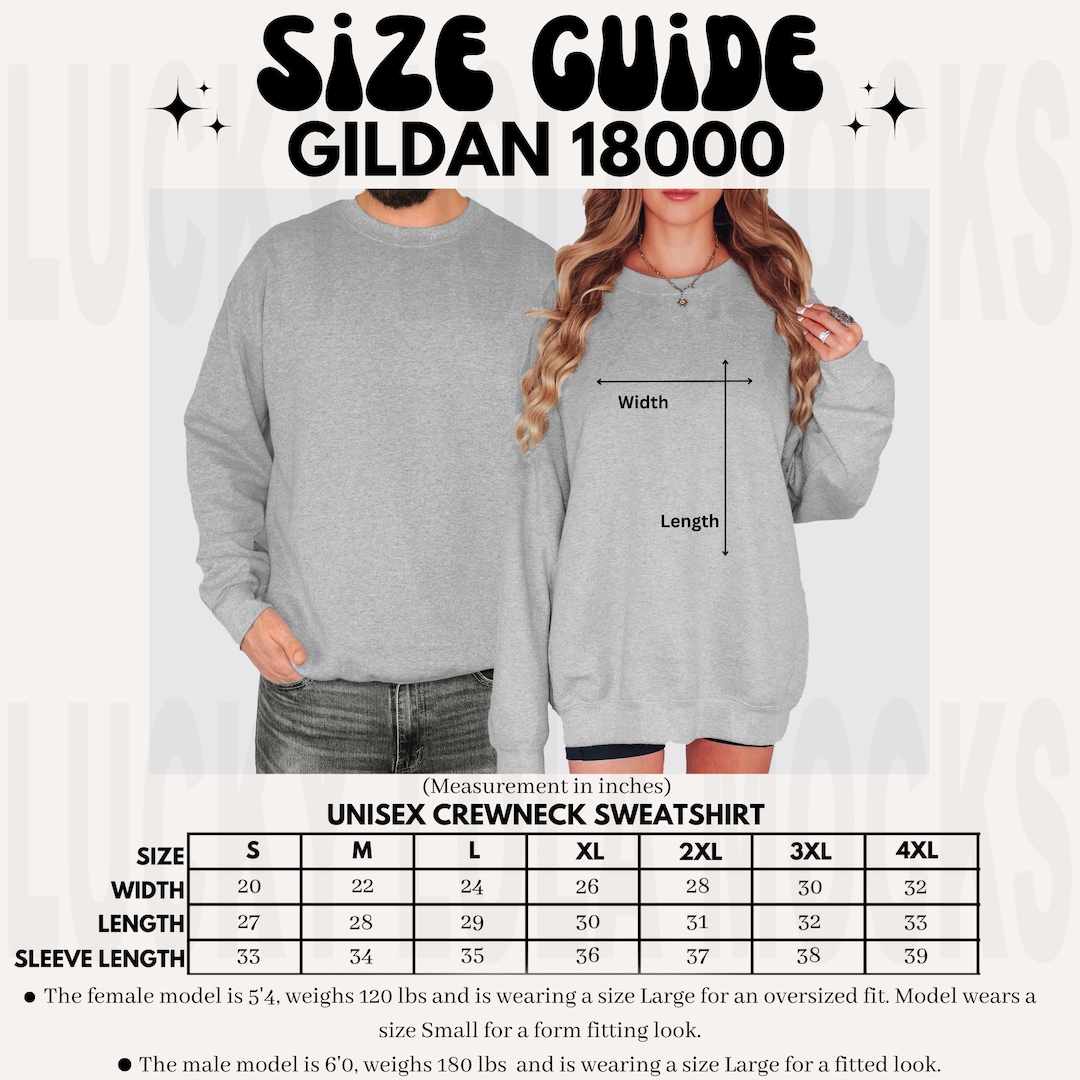 Gildan 18000 Size Chart, Oversized Size Chart, Gildan Sweatshirt Size ...