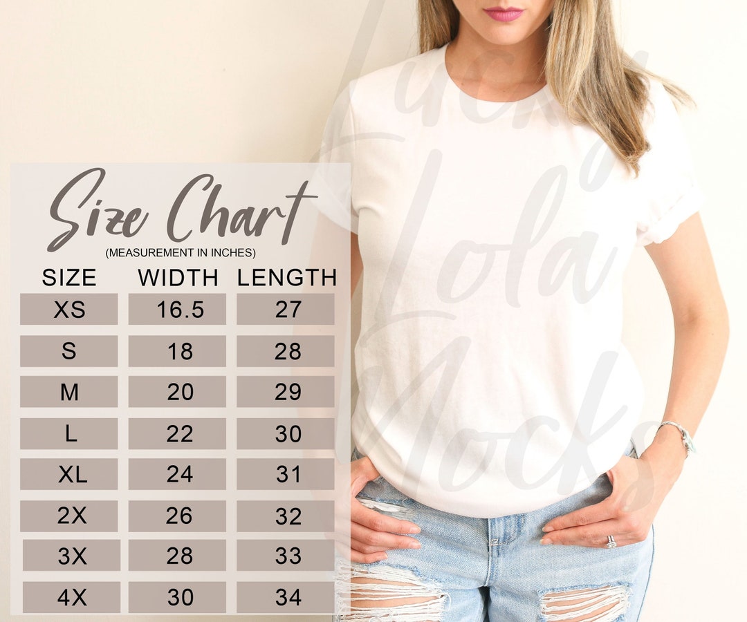 Bella Canvas Size Chart, Bella Canvas 3001 Size Chart, Size Chart ...