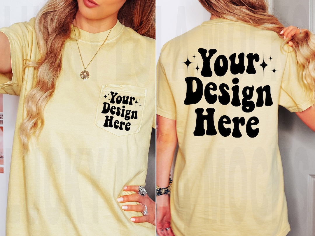 Comfort Colors 6030 Butter Pocket Mockup, Comfort Colors 6030 Mockup ...