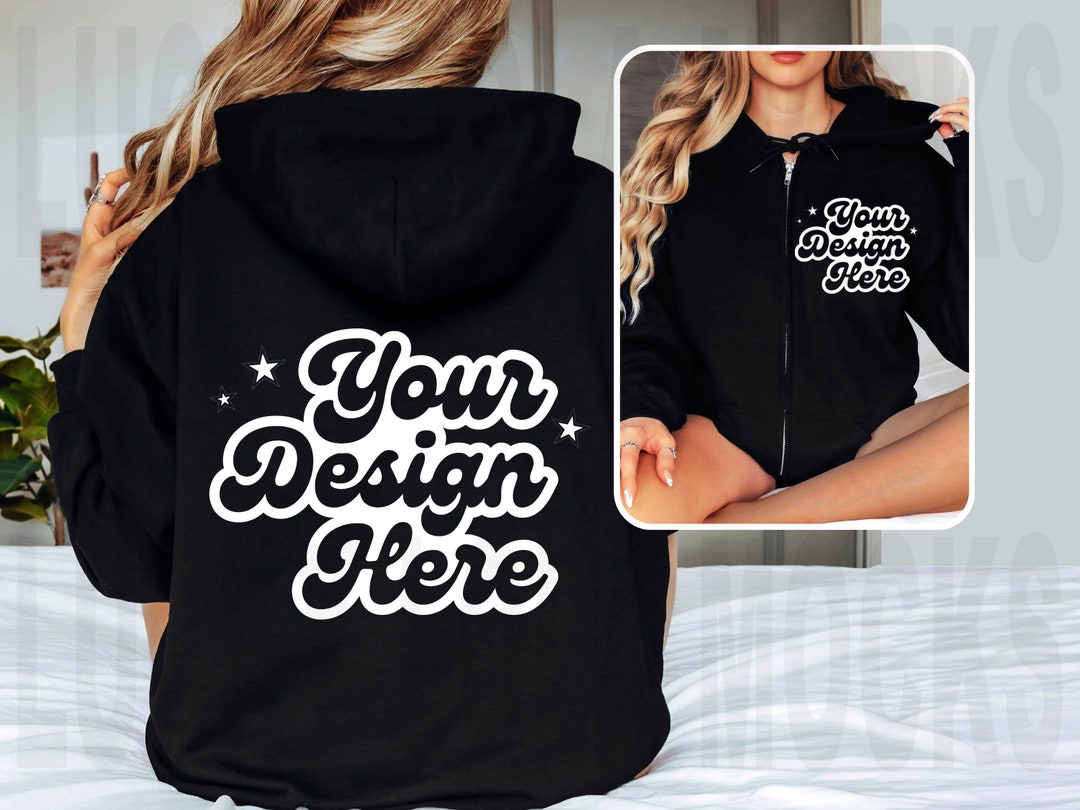 18600 Mockup Front and Back, Gildan 18600 Black Mockup, 18600 Mockup ...