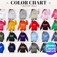 Gildan Hoodie G185 Downloadable Color Chart - Etsy
