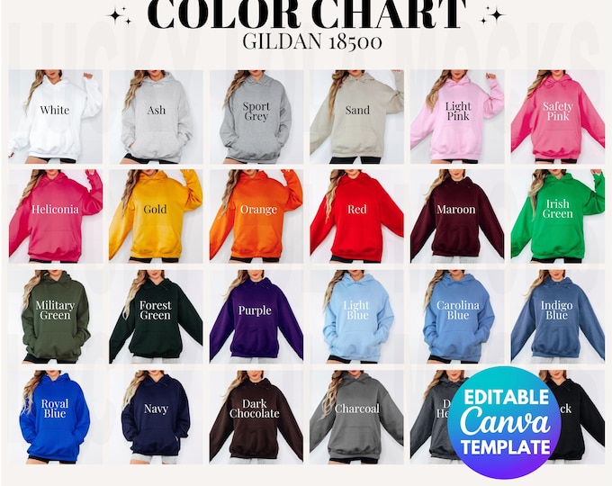 Gildan 18500 Color Chart Printful Hoodie 18500 Color Options Gildan ...
