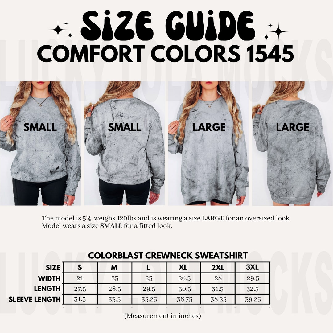 Comfort Colors 1545 Size Chart, Sweatshirt Size Chart, Comfort Colors ...