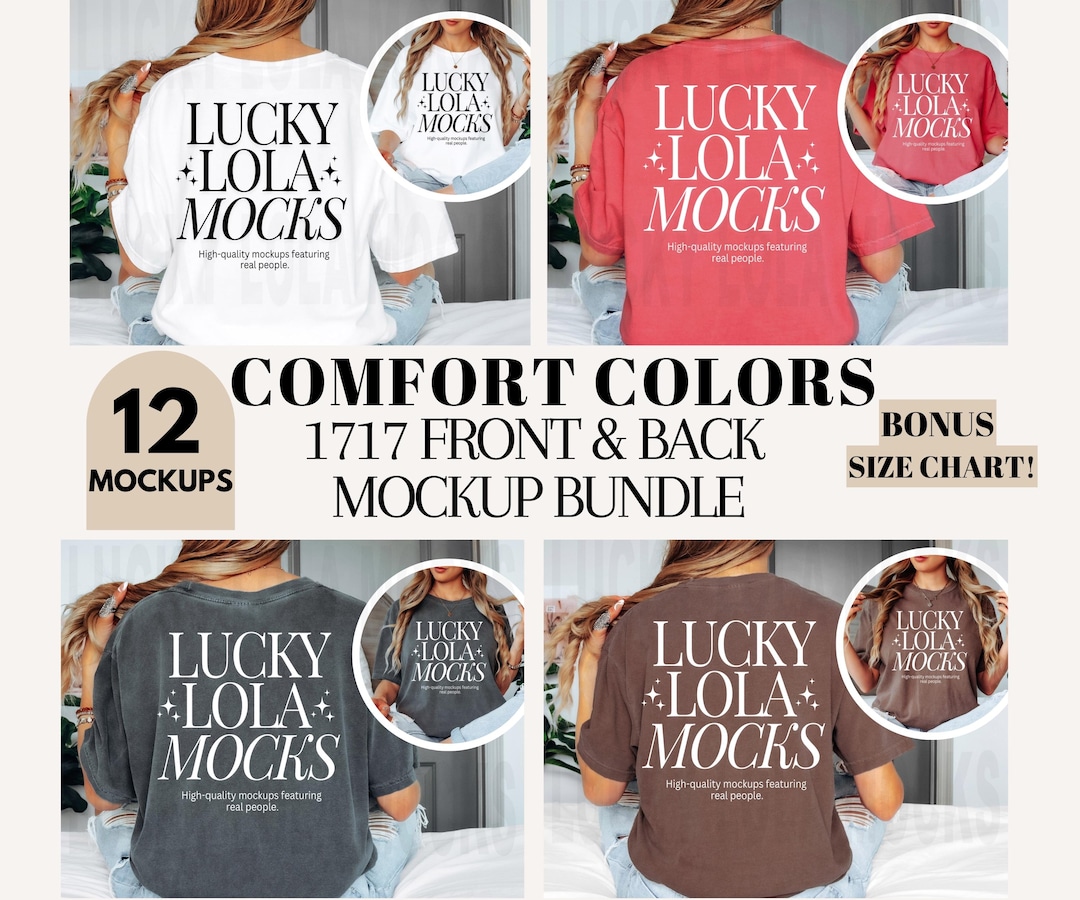 Comfort Colors 1717 Front Back Mockup Bundle, Comfort Colors Mockup ...