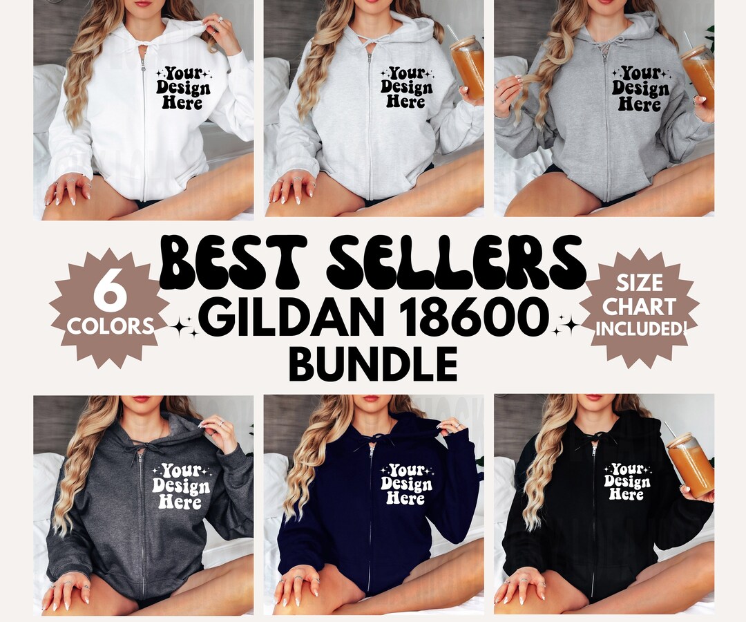 Gildan 18600 Mockup Bundle, 18600 Mockup, Gildan Zip Hoodie Mockup ...