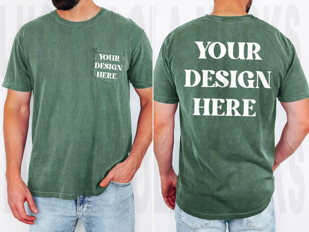 Comfort Colors 6030 Moss Pocket Mockup, Comfort Colors 6030 Mockup ...