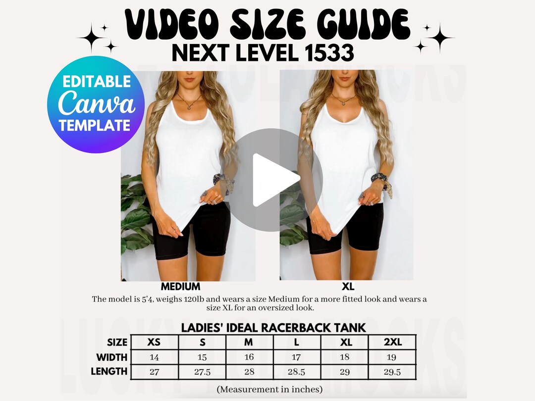 Editable Next Level 1533 Video Size Chart, 1533 Next Level Mockup, 1533 ...