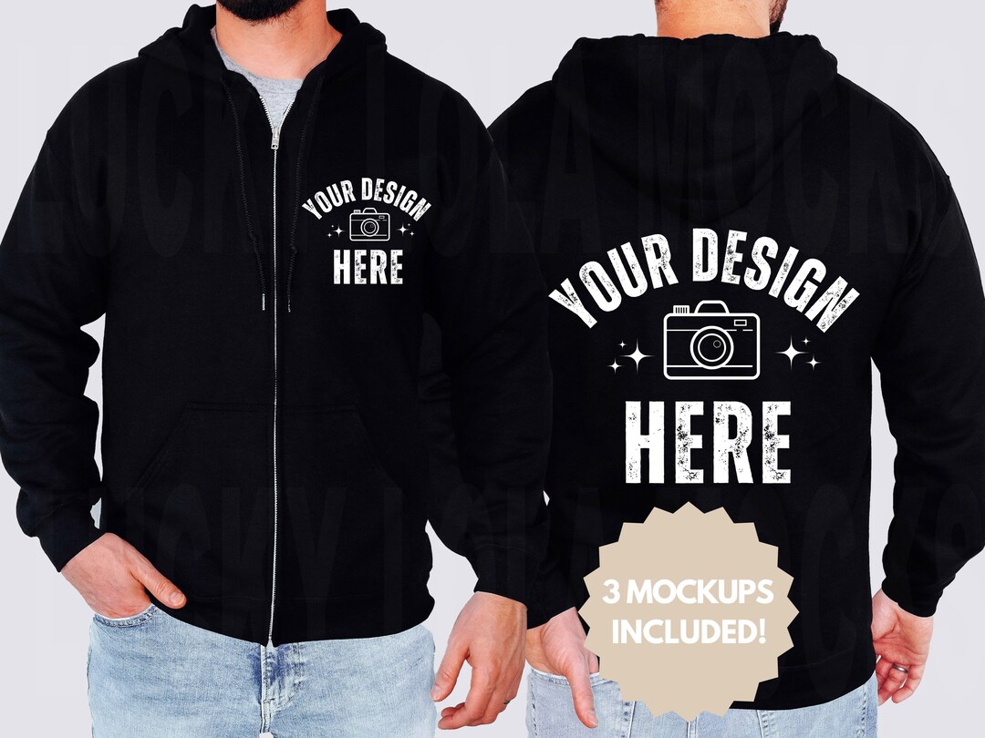 18600 Mockup Front and Back, Gildan 18600 Black Mockup, 18600 Mockup ...