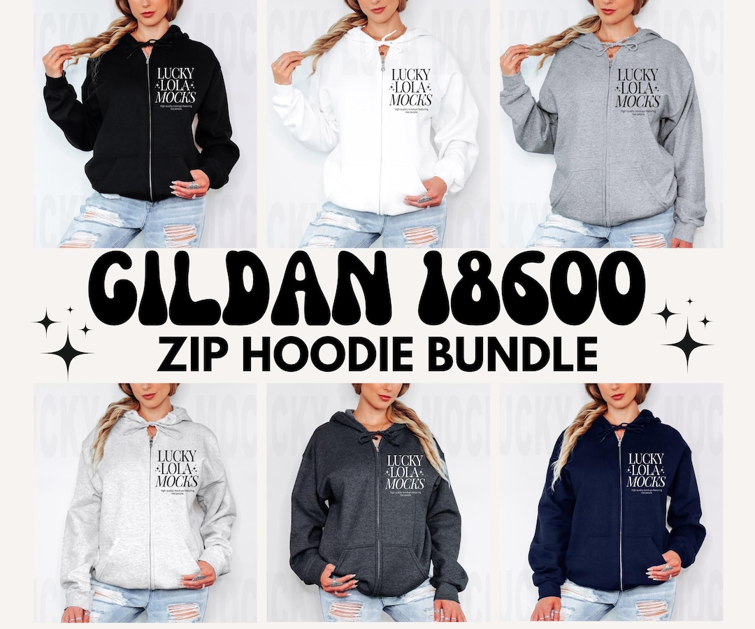 Gildan 18600 Mockup Bundle, 18600 Mockup, Gildan Zip Hoodie Mockup ...