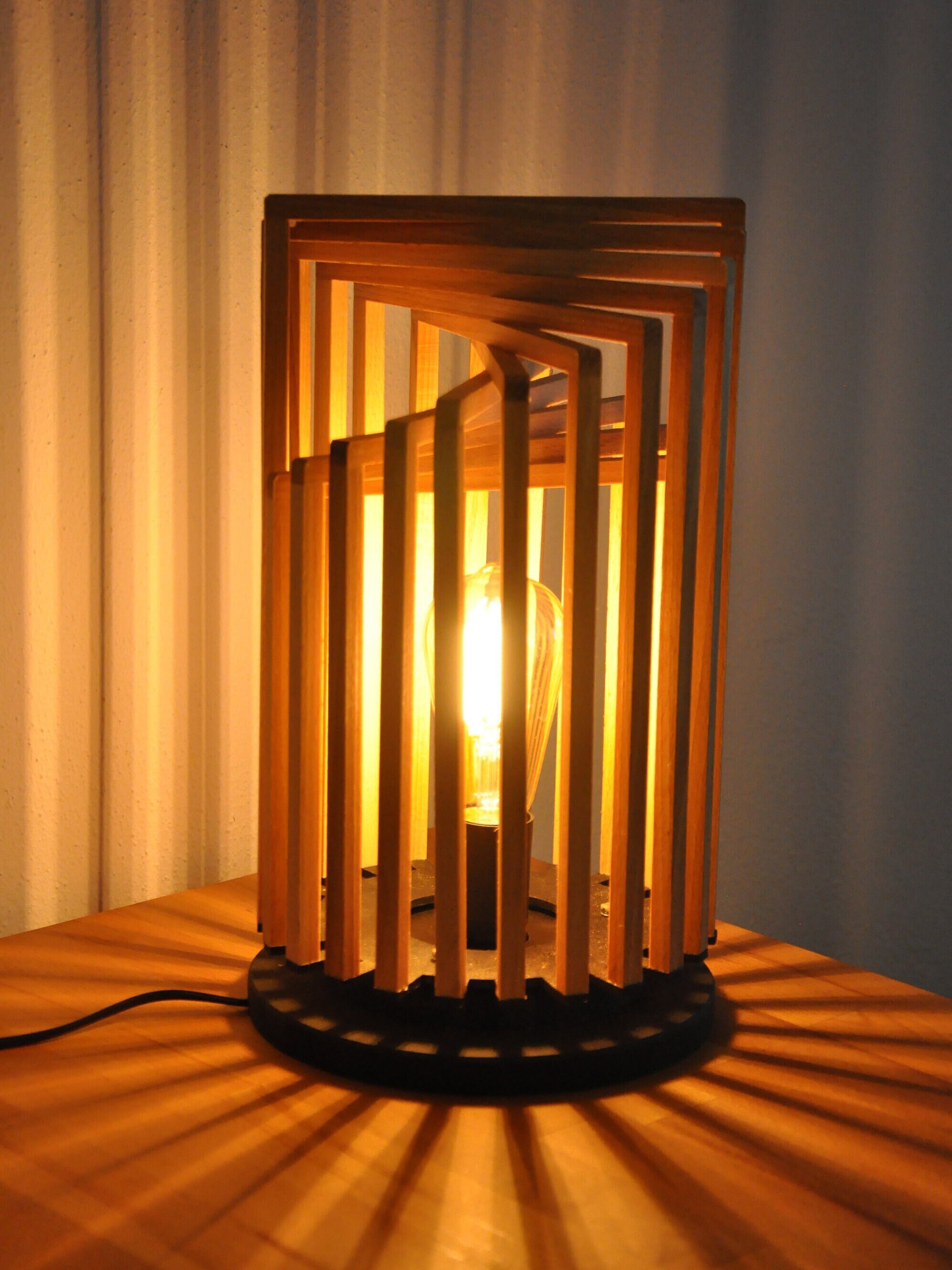 WOODEN LAMP - Bedside Lamp, Geometric Lamp, Scandinavian, Nordic - Etsy UK