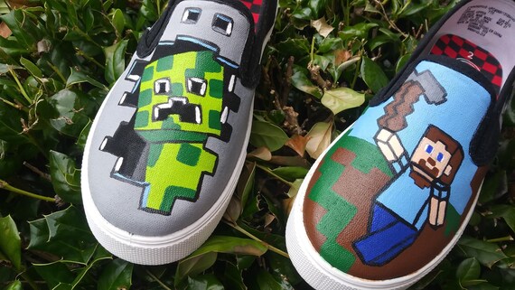 Minecraft Custom Painted Shoes | Etsy