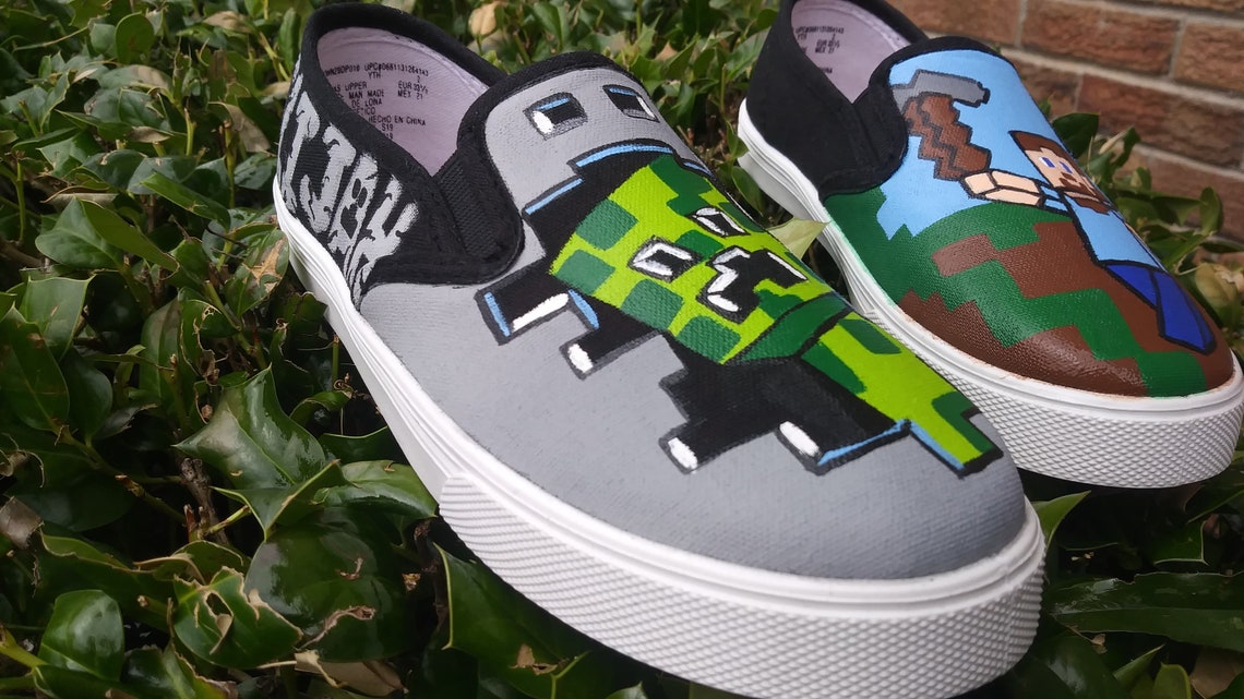 Minecraft Custom Painted Shoes - Etsy