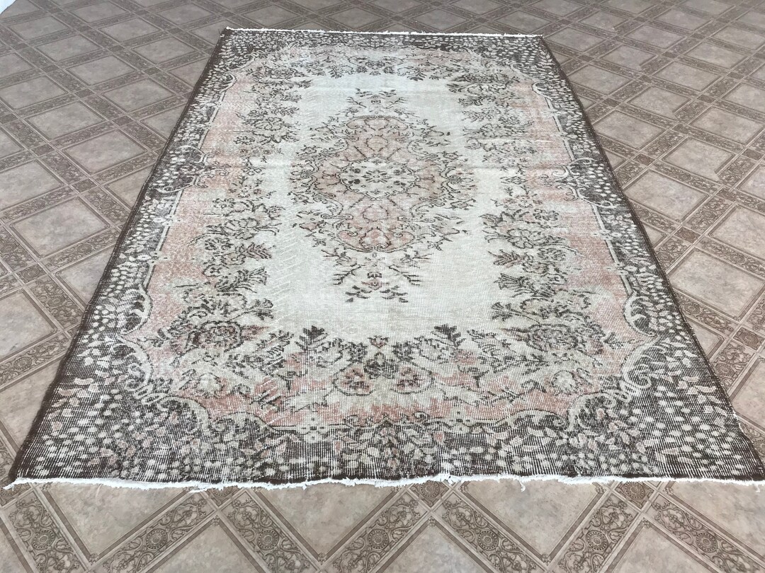 Neutral Vintage Area Rug 5.9x8.8 Ft Bohemian Rug, Bedroom Rug-turkish ...